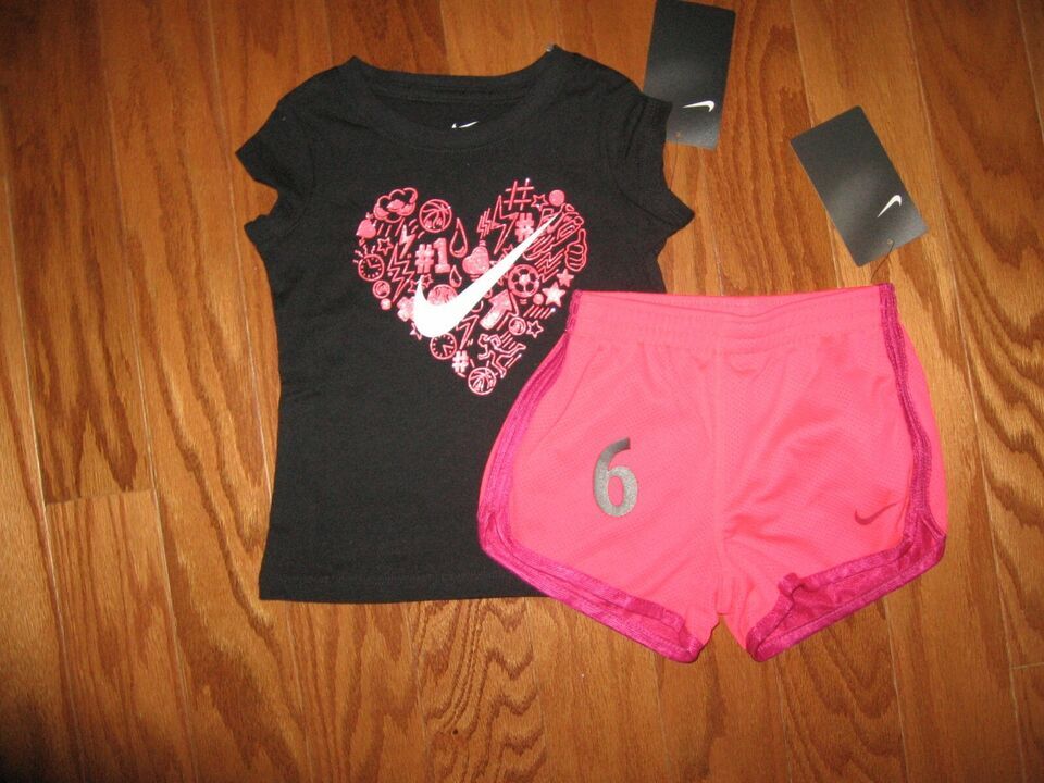 Nike 2 Pc Outfit Set Tee Shirt & Shorts Girls 2T NWT | eBay