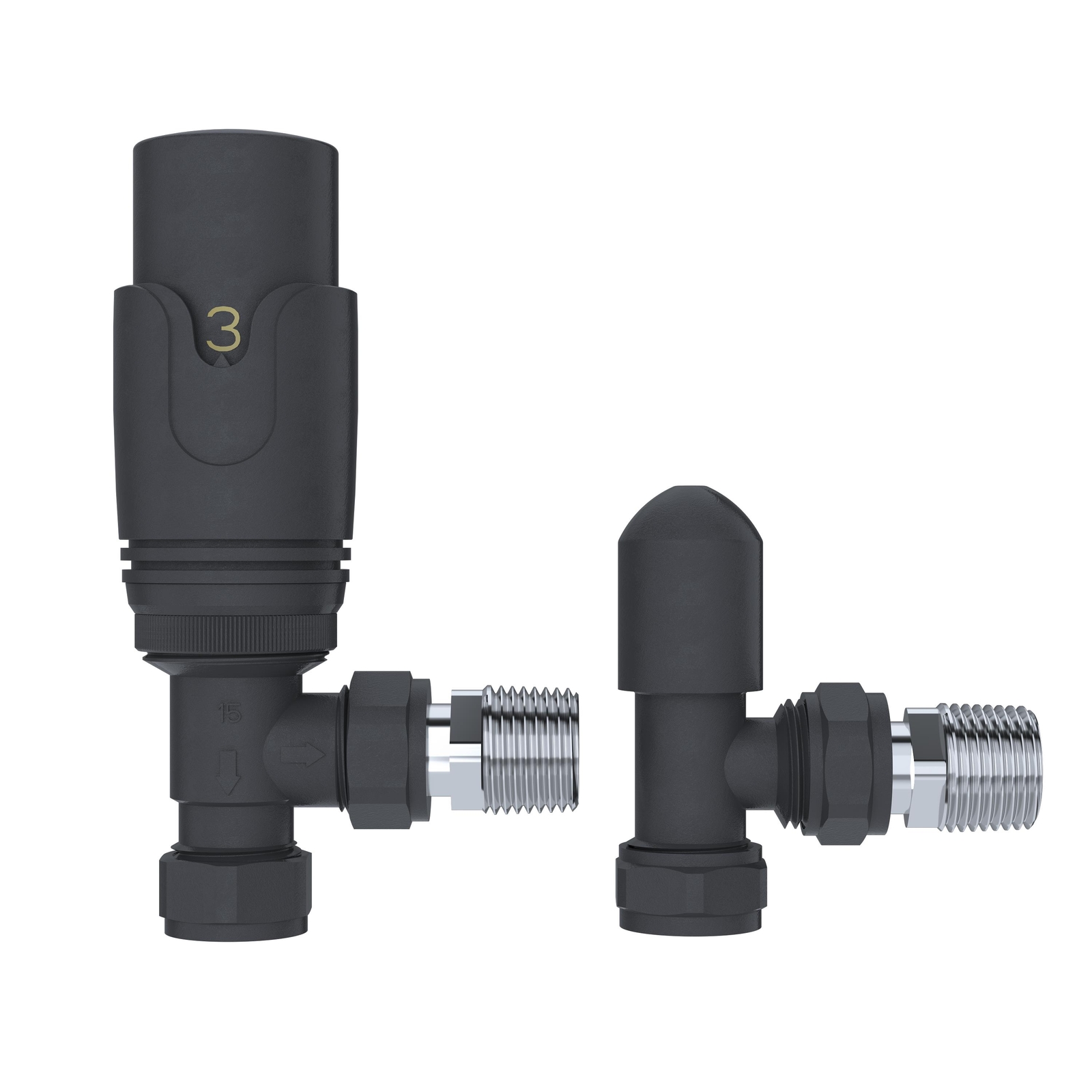 Radiator Valve Thermostatic Angled TRV + Lockshield Rad Pro Anthracite ...