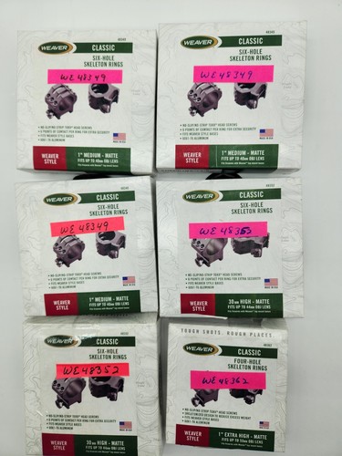 Weaver Scope Rings -Bulk Lot 10 units Model:48349,48352,48362,48364 ...