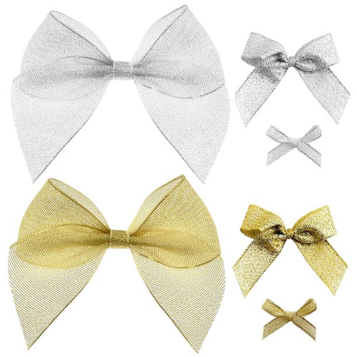 SPARKLY LUREX BOWS Metallic Glittery Gift Craft Wedding Tiny Mini Small ...