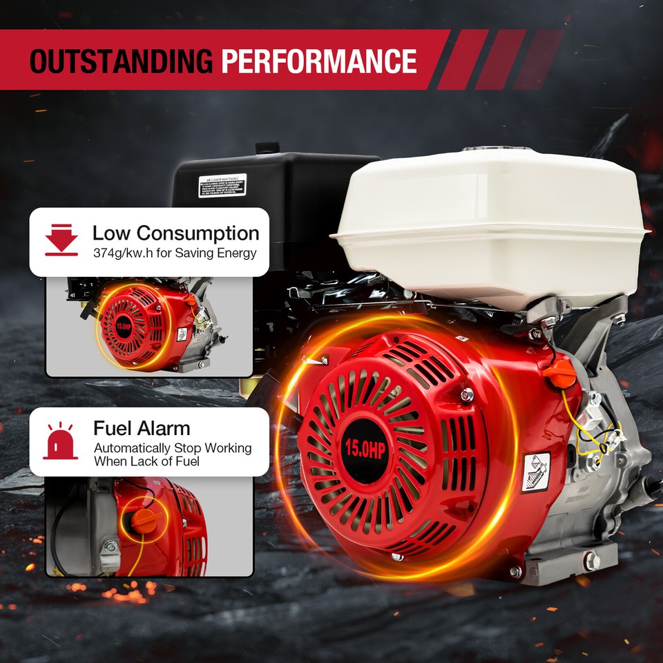 15 HP 4 Stroke Gas Engine Motor OHV Horizontal Go Kart Motor Recoil ...