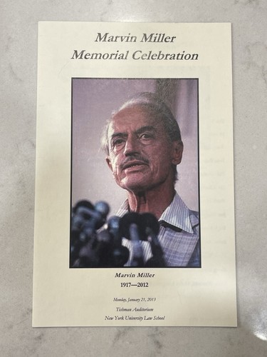 Marvin Miller Signed Photo Hall Of Fame & Funeral Program | eBay