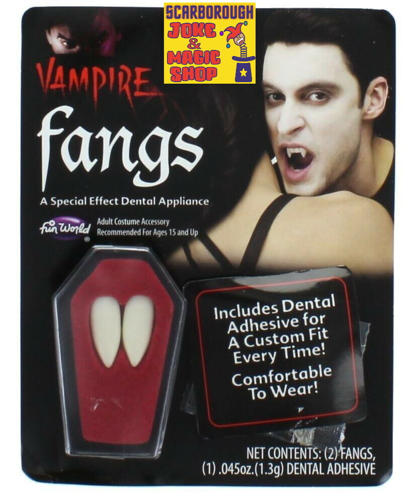 White Vampire Dracula Fangs Caps Teeth With Adhesive Adult Halloween ...