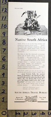 1929 NATIVE SOUTH AFRICA WITCH DOCTOR ZULU TRIBAL TOUR TRAVEL BUREAU AD ...