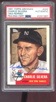 1991 Topps Archives 1953 #242 Charlie Silvera Autograph Auto PSA/DNA ...