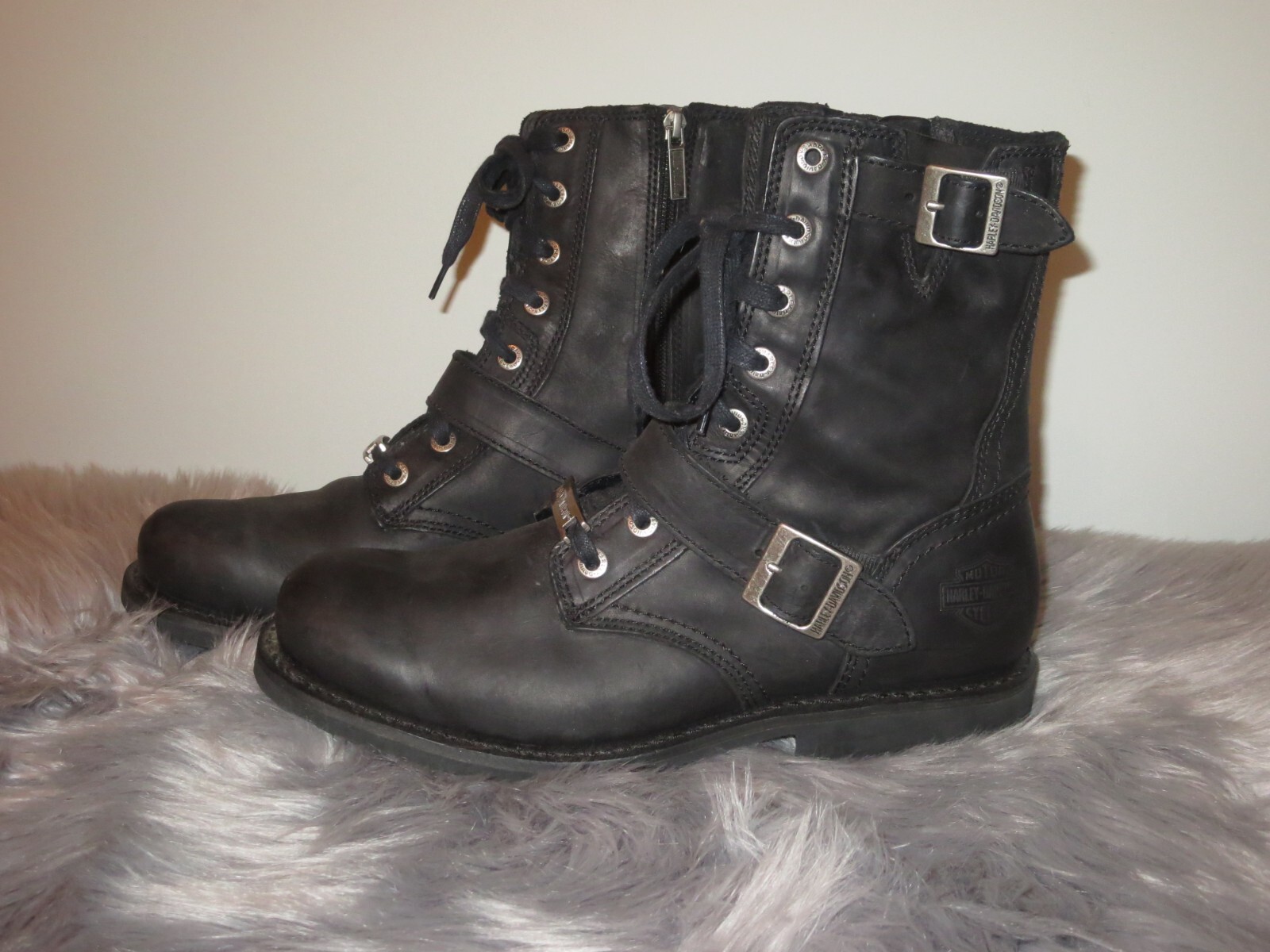 HARLEY DAVIDSON MENS RANGER BLACK MOTOCYCLE BOOTS # 9… - Gem