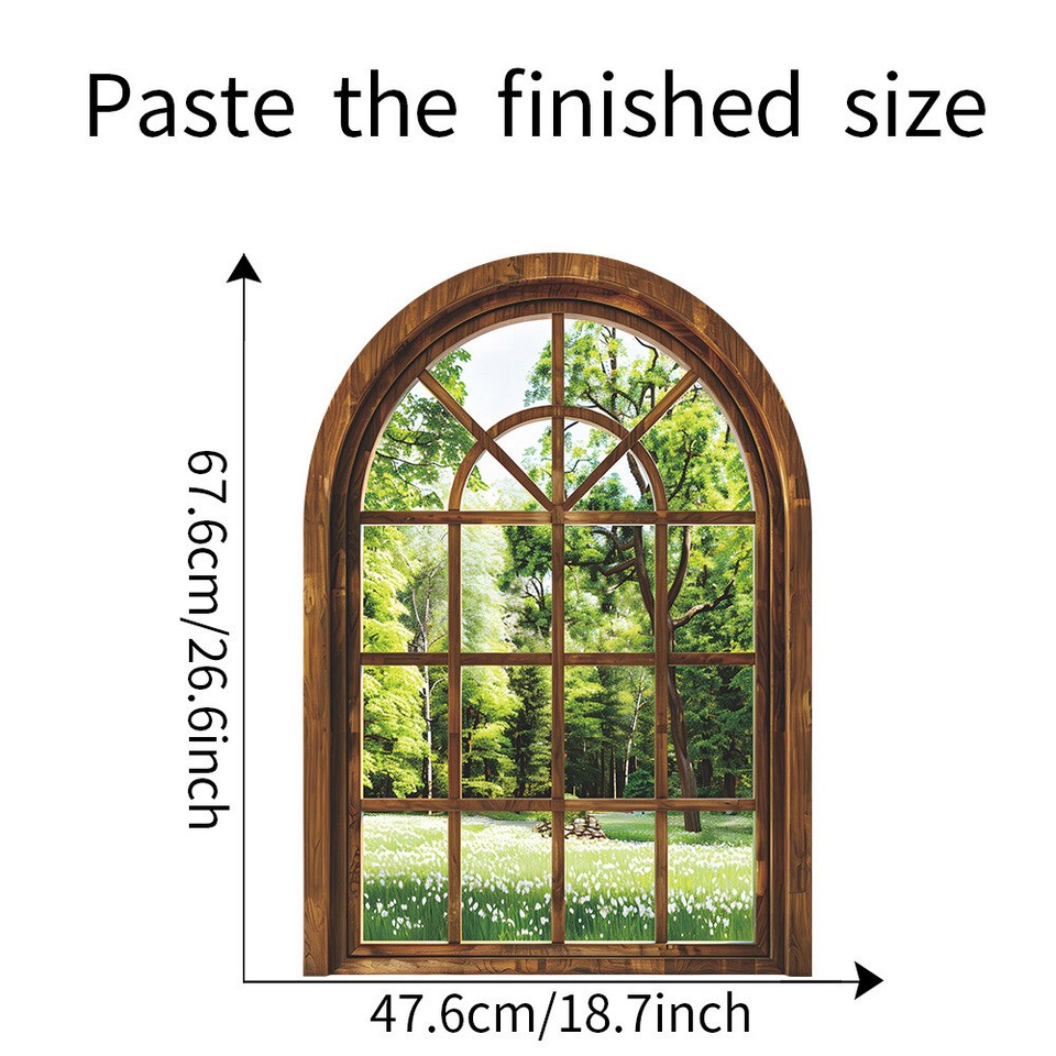 3D Fake Window Scenery Wall Art Sticker Forest Woodland Wall Decor ...