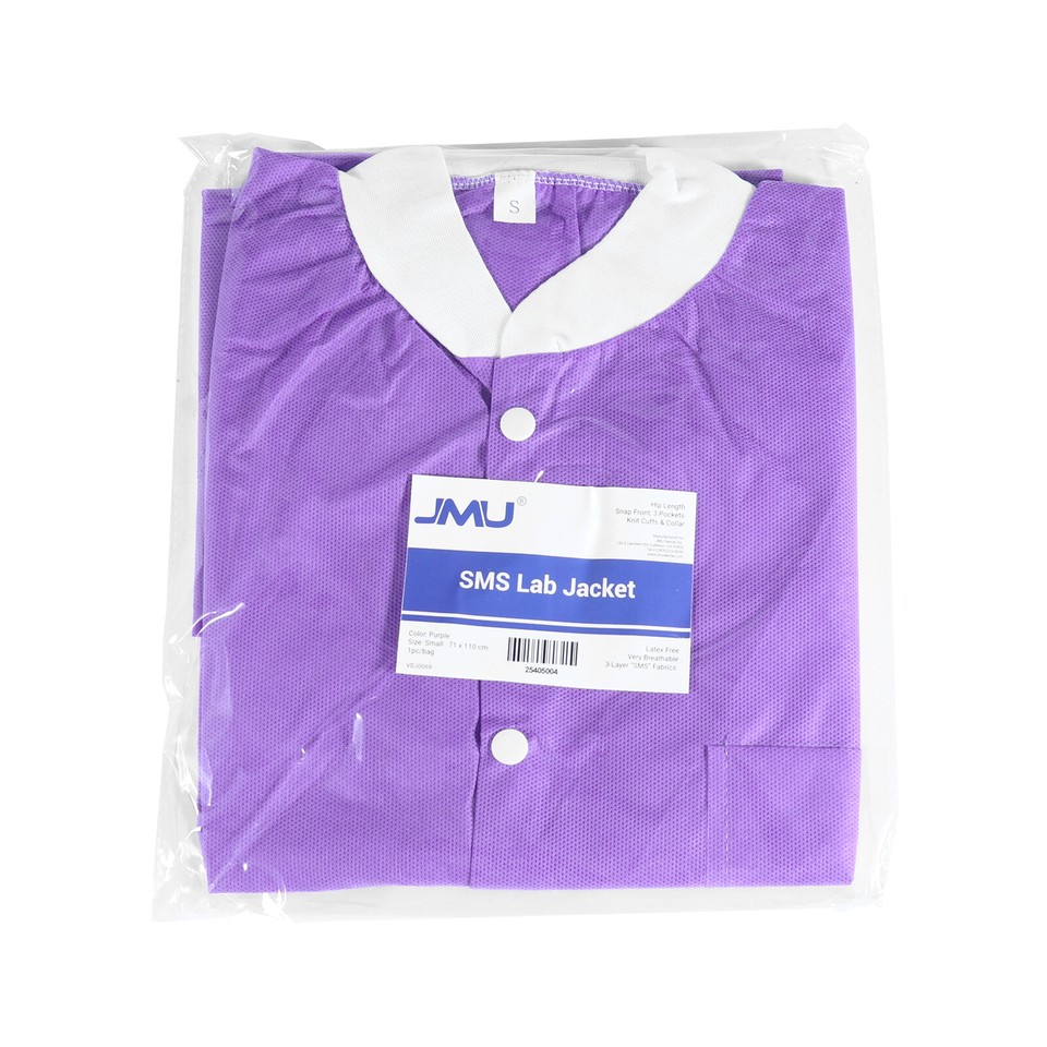 JMU Disposable Lab Jackets SMS Medical Hip Length Coats 3 Pockets W ...