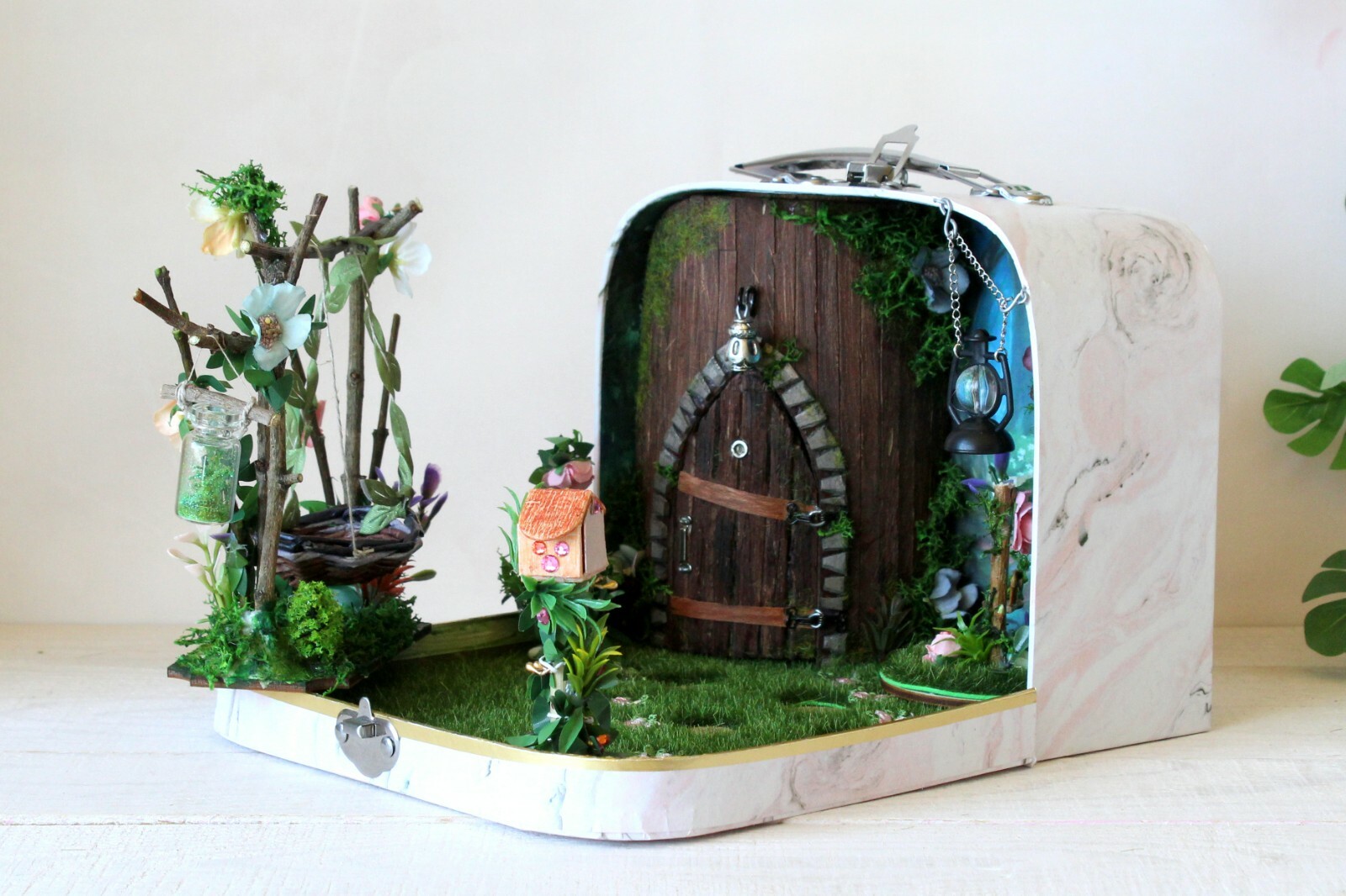 Fairy room in the suitcase. Miniature dollhouse forest diorama 1:12 ...