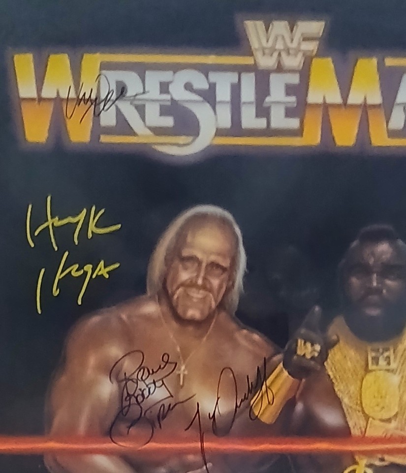 WrestleMania Autographed 13x19 Poster Hulk Hogan Roddy Piper Mr T Vince ...