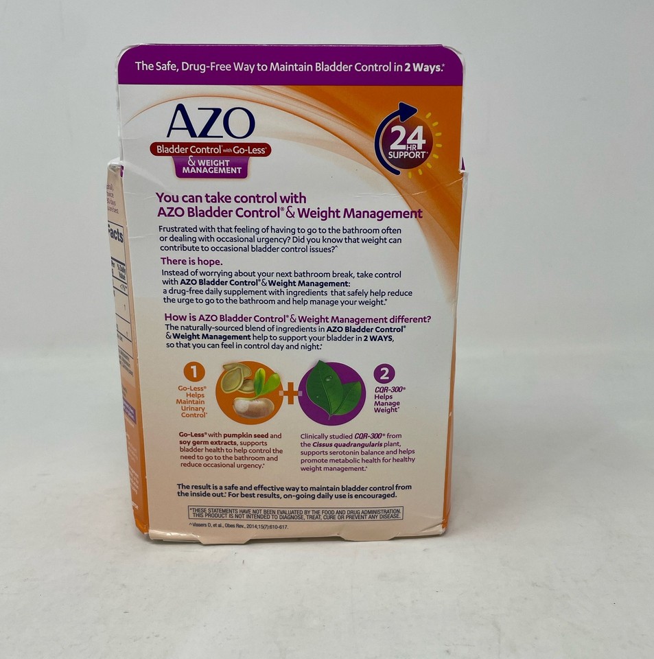 AZO Bladder Control with Go-Less & Weight Management Dietary Supplement ...