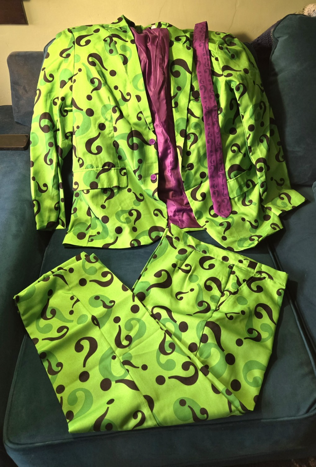 DC Comics The Riddler Green Suit Halloween Costume Men's XL Excellent ...