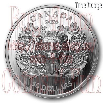 2026 - Heraldic Animal #2 - Lion - $50 Proof Pure Silver EHR/UHR Coin ...