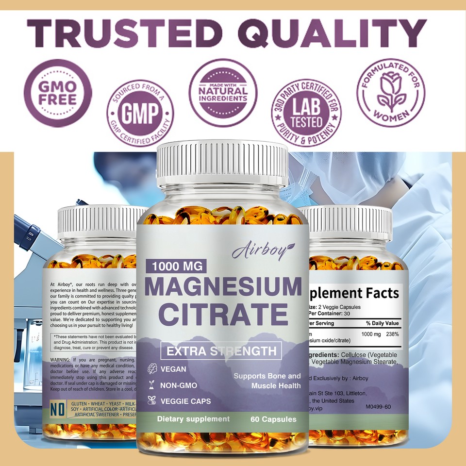 Magnesium Citrate 1000mg - Supports Digestive Health, Strong Bone ...