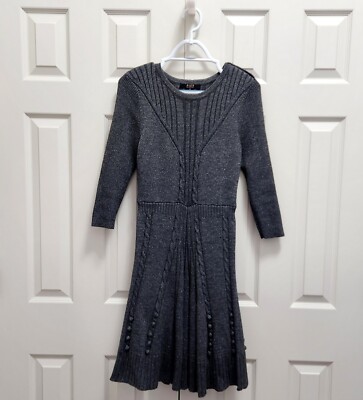 Women's Alex Marie Sparkle Gray Wool Acrylic Knit 3/4 Sleeve A-Line ...