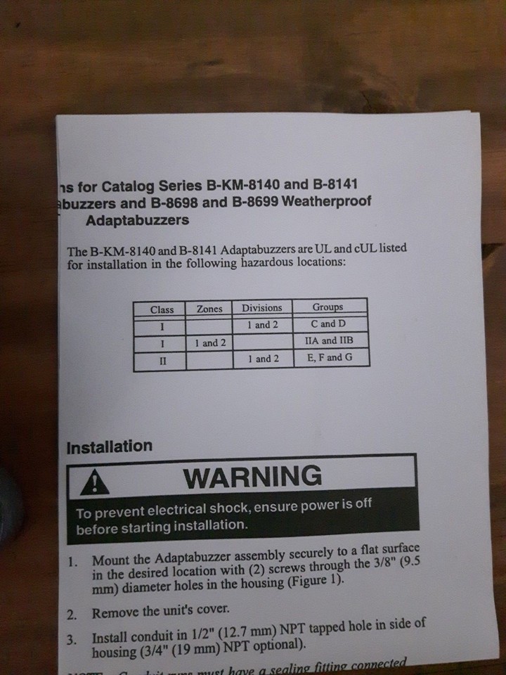 Edwards Adaptabuzzer B-8141-G1 Explosion Proof GE Security Heavy Duty ...