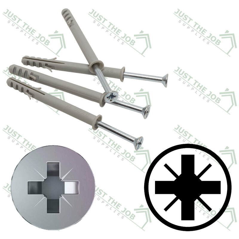 MASONRY NYLON FRAME FIXING M8 & M10 RAWL PLUG & SCREWS VARIOUS LENGTHS ...