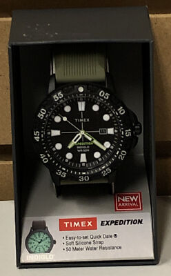 Timex Men’s Expedition Watch TW4B25400 Black Dial Green Silicone Strap | eBay