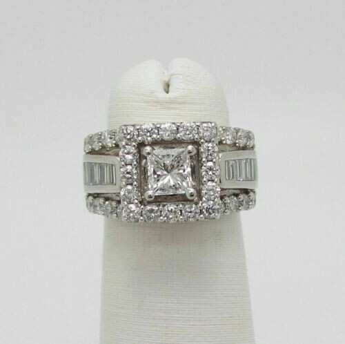 3CT Princess Cut Lab-Created Diamond Man's Engagement Ring 14K White ...