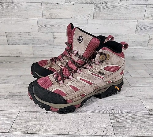 MERRELL Womens MOAB 2 MID WATERPROOF "BOULDER/BLUSH" HIKING BOOTS Shoes ...