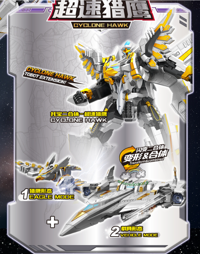 Tobot Ⅳ Cyclone Hawk Eagle Transforming Robot Vehicle Action Figure Toy ...