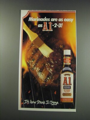 1991 A.1. Steak Sauce Ad - Marinades are as easy as 1.-2-3! | eBay