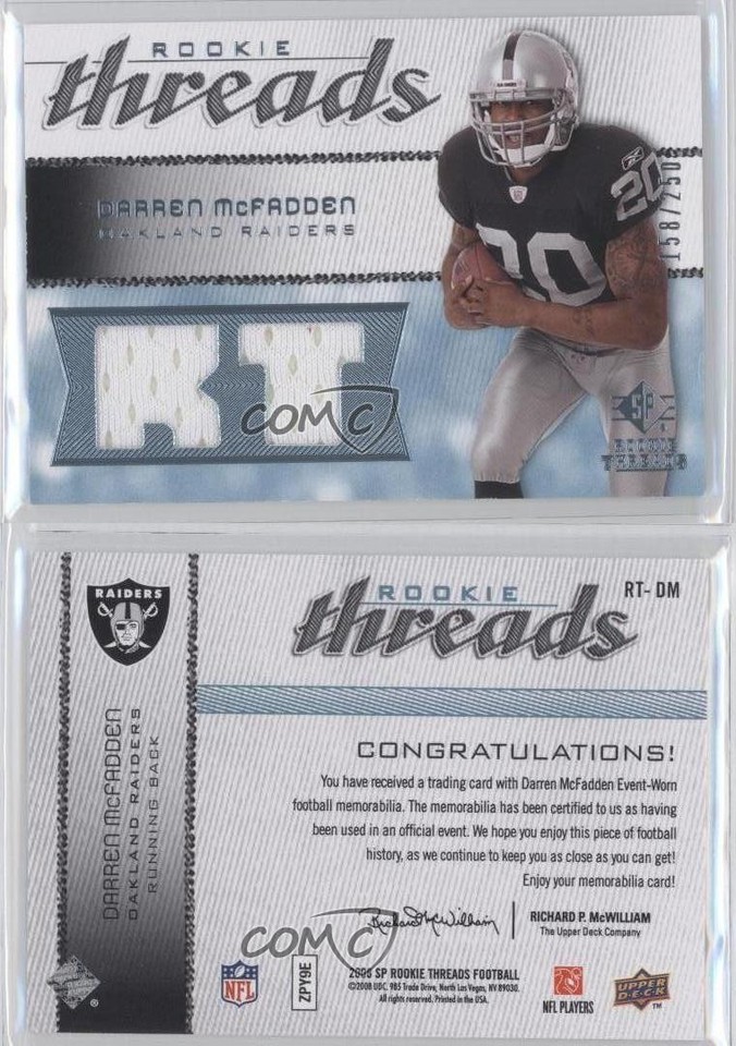 2008 SP Rookie Threads Rookie Threads 158/250 Darren McFadden #RT-DM RC ...