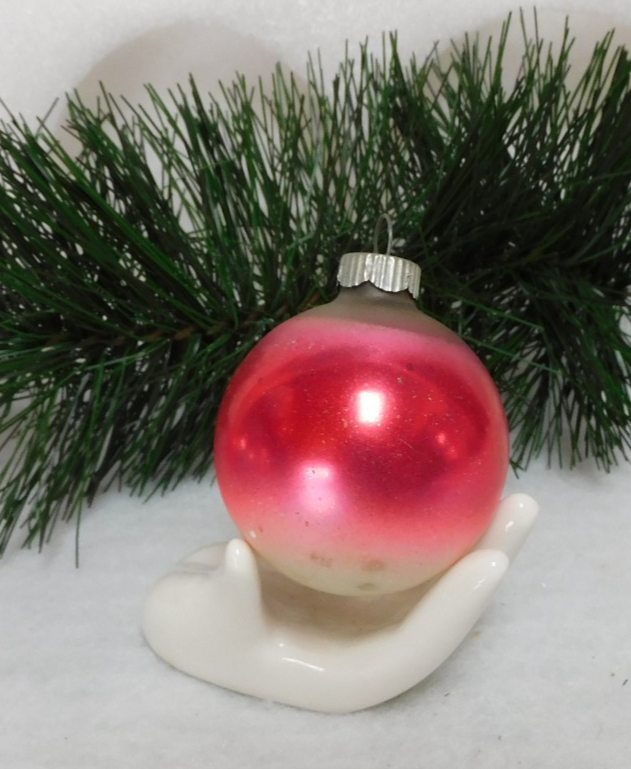 Vtg Christmas Ornament Shiny Brite Ombre raspberry pink cap marked USA ...