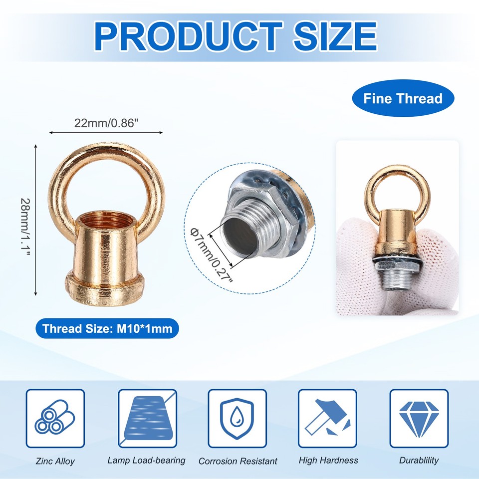 4 Set 8kg M10 1x1.1" Thread Lifting Eye Nut Holder Hook Ring Light Gold ...