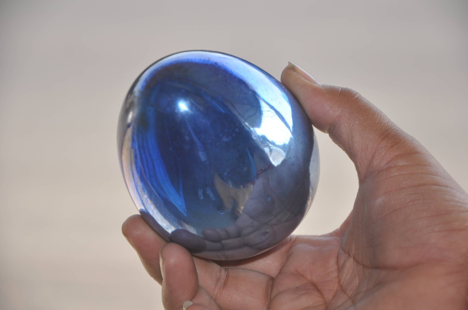 Vintage 4.25" Cobalt Blue Egg/Oval Shape German Christmas Glass Kugel ...