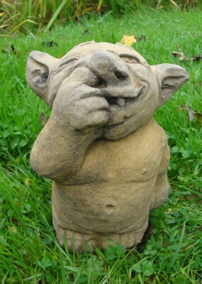 Small Nose Picking troll stone home or garden funny troll ornament 19cm ...