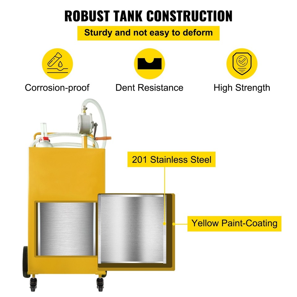 Fuel Caddy Fuel Storage Tank 35 Gallon 4 Wheels with Manuel Pump ...