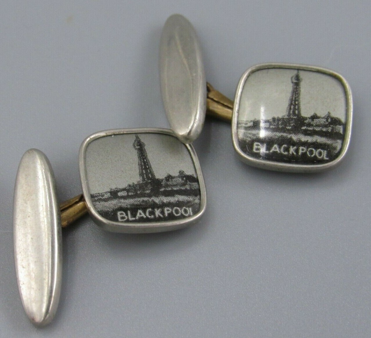 Mens Vintage 4 SIDED ENGLAND BLACK POOL CUFFLINKS Costume Jewelry R60 ...