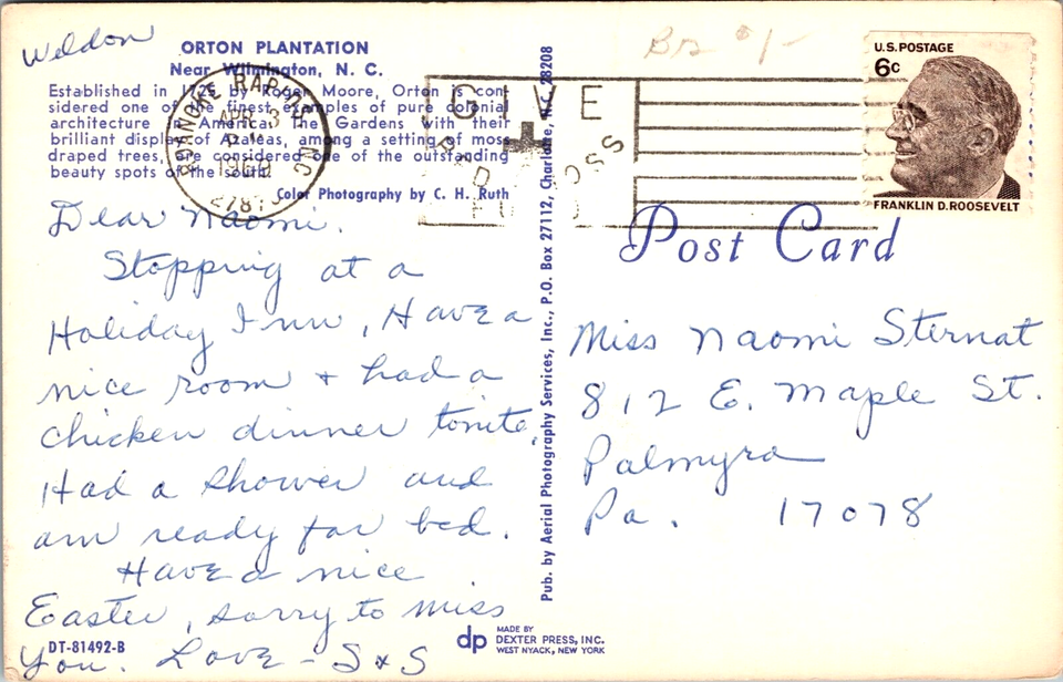 Postcard Wilmington North Carolina The Orton Plantation Posted 1960 | eBay