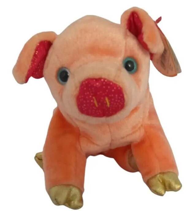 Vintage Chinese Zodiac Pig TY Beanie Baby 2000 Hard Eyes Plush Stuffed ...