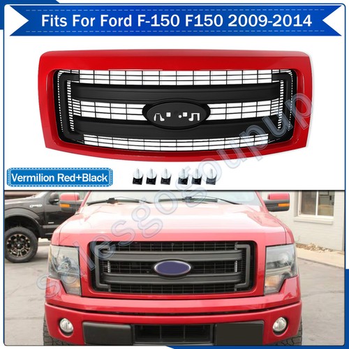 E4 Vermilion Red Front Grill For 2009-2014 Ford F-150 F150 FX4 XLT Mesh ...