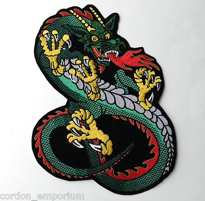 DRAGON EMBROIDERED JACKET PATCH 11.5 INCHES LARGE COLORFUL | eBay