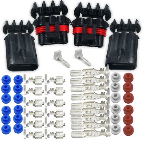 2 Set Delphi Metri-Pack 630 Series 3-Conductor Connector w/10-16 AWG ...
