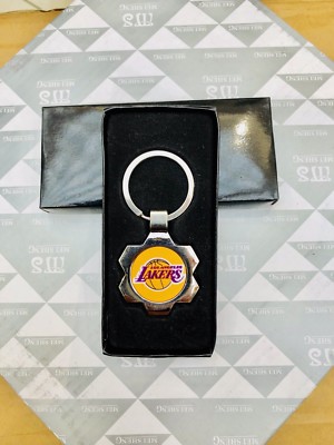 LOS ANGELES LAKERS Key Chain / Team Logo Keyring With Silver Side ...