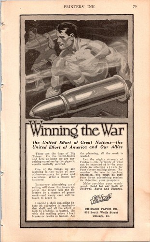 Print Ad WWI Winning the War Chicago Paper Company 1918 | eBay