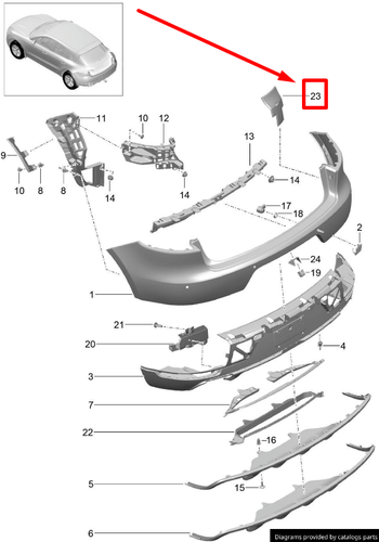 PORSCHE MACAN 95B Rear Right Sound Absorber 95B805886 95B.805.886 NEW ...