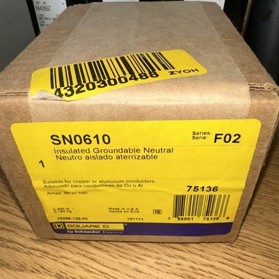 Square D SN0610 Insulated Groundable Neutral Assembly 60-100A Serie | eBay