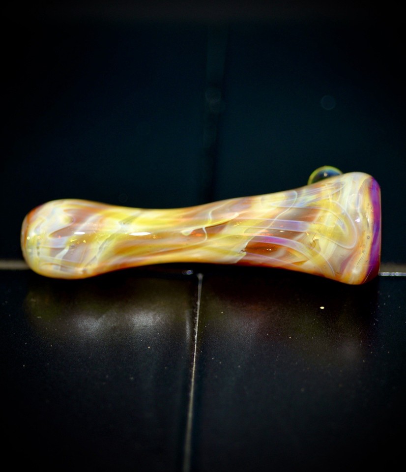 Borosilicate Glass Silver-Fumed Chillum GreenLeaf Glass Studio Unique 1 ...