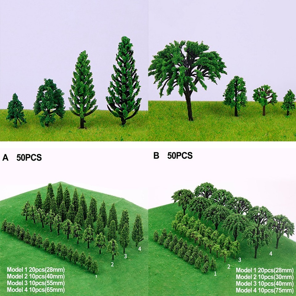 Trees Model 50PCS 50pcs Miniature Trees Trees 100% Brand New DIY Green ...