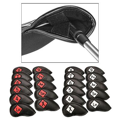11x Portable Leather Golf Iron Headcover Universal Wedges Club Head ...
