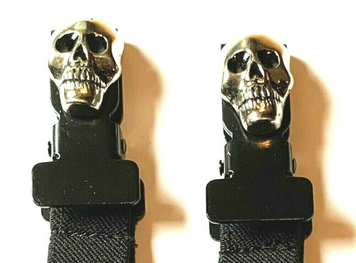 SKULL MOTORCYCLE BIKER PANTS BOOT STRAP STIRRUP HEAVY DUTY CLIP MADE IN ...
