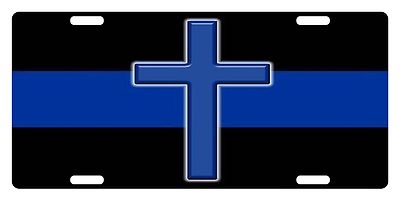 Law Enforcement Thin Blue Line Custom License Plate Police Emblem Cross ...