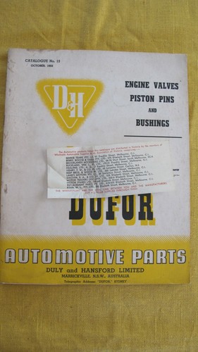 1953 Dufor Automotive Parts Catalogue No 13. | eBay Australia