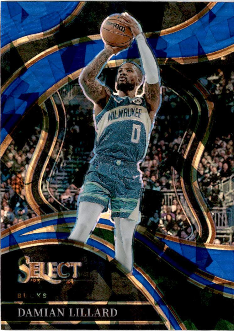 2023-24 Panini Select #263 Damian Lillard Blue Cracked Ice Prizms | eBay