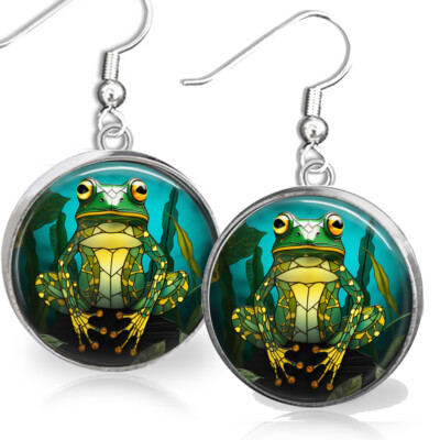 Faux Stained Glass Frog Froggy Amphibian Lover Gift .925 Dangle ...